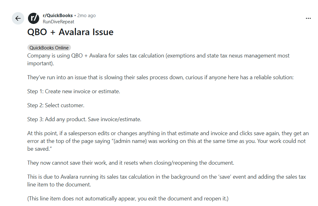 Guide to Troubleshooting the Avalara QuickBooks Integration